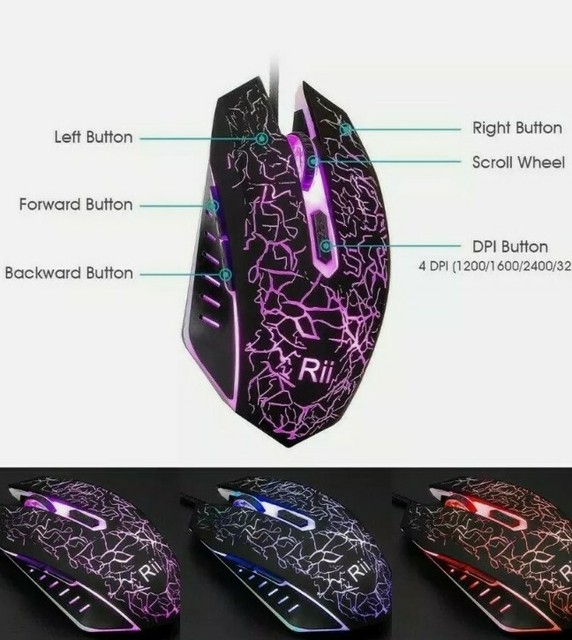 Rii Gaming Keyboard and Mouse Combo Colorful LED Backlit Multimedia ...