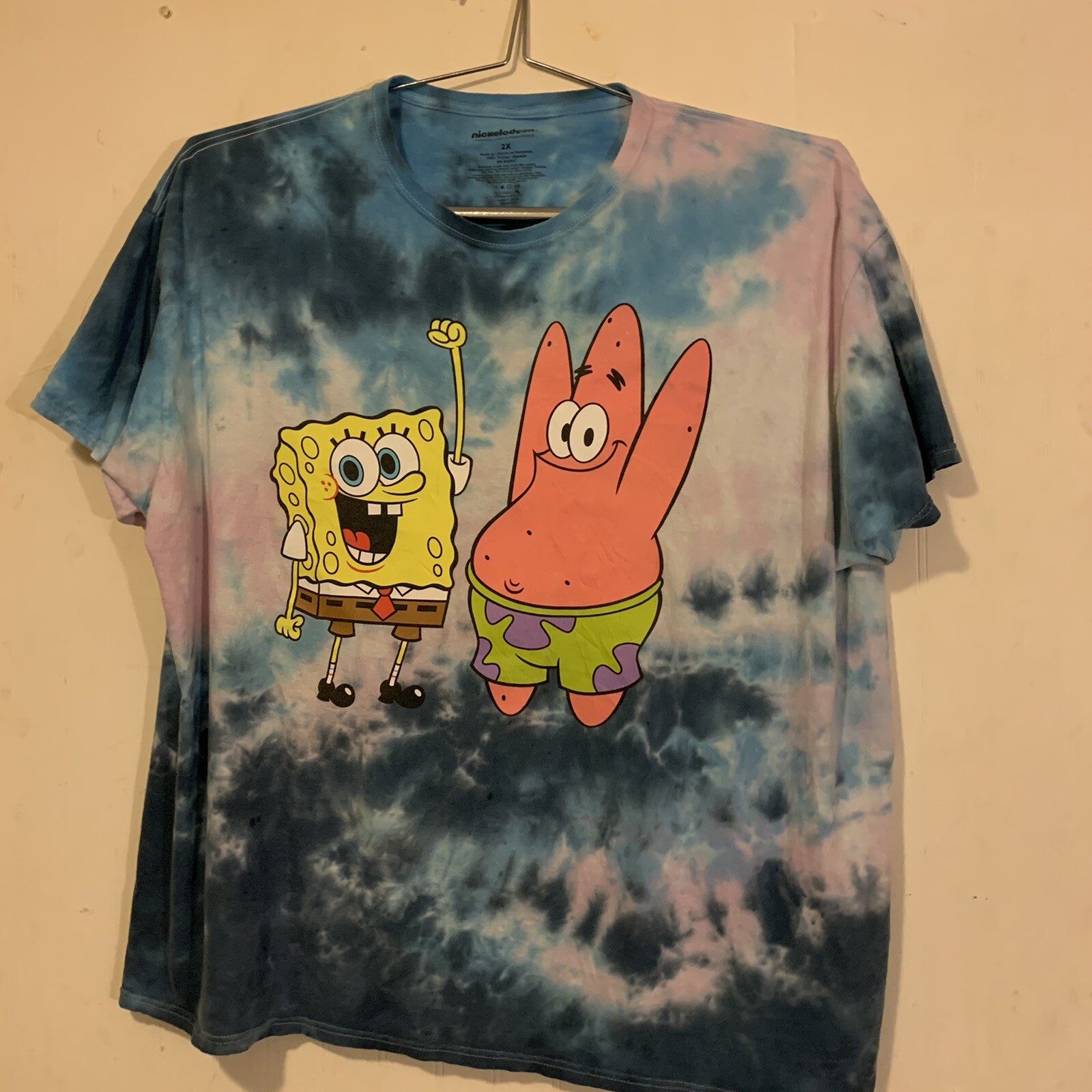 nickelodeon Hooray Spongebob and Patrick Tie Dye Blue… - Gem