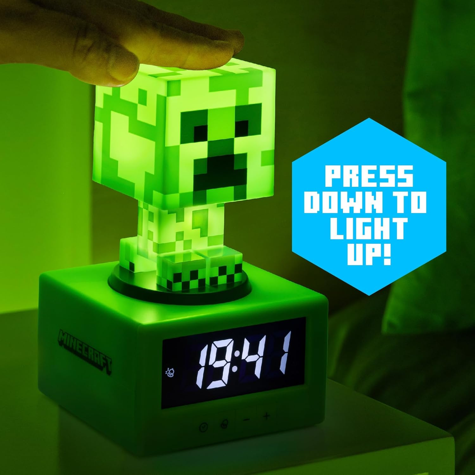 Minecraft Creeper Alarm Clock with Music & Night Light for Kids ...