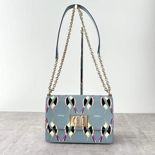FURLA 1927 Mini Crossbody Bag Hummingbird Pattern Leather Authentic ...