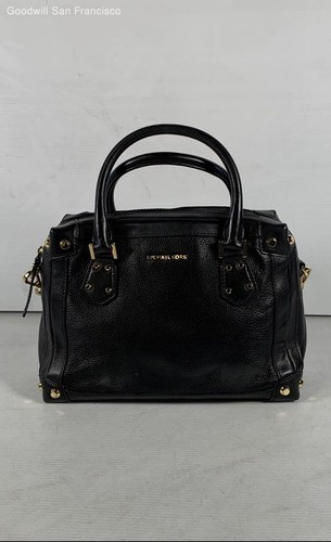 Michael Kors Black Taryn Leather Inner Pockets Detachable Strap Satchel ...