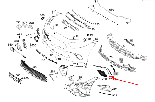 MERCEDES-BENZ CLS C257 FRONT BUMPER LEFT SIDE TRIM STRIP A2578850104 ...
