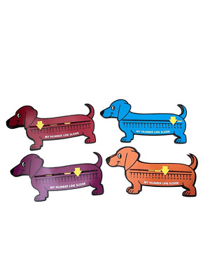 Set of 12 Colorful Weiner Dog Number Line Slider Cards Educational ...