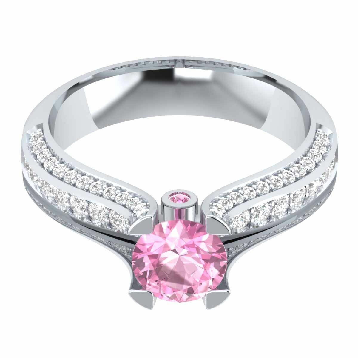 2.25ct Engagement Baby Pink Round Lab Created Diamond 925 Sterling ...