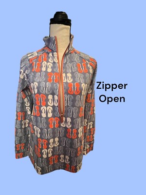 Women’s Crown & Ivy, Flip Flop Print, Zip Up Pullover, Sz Small | eBay