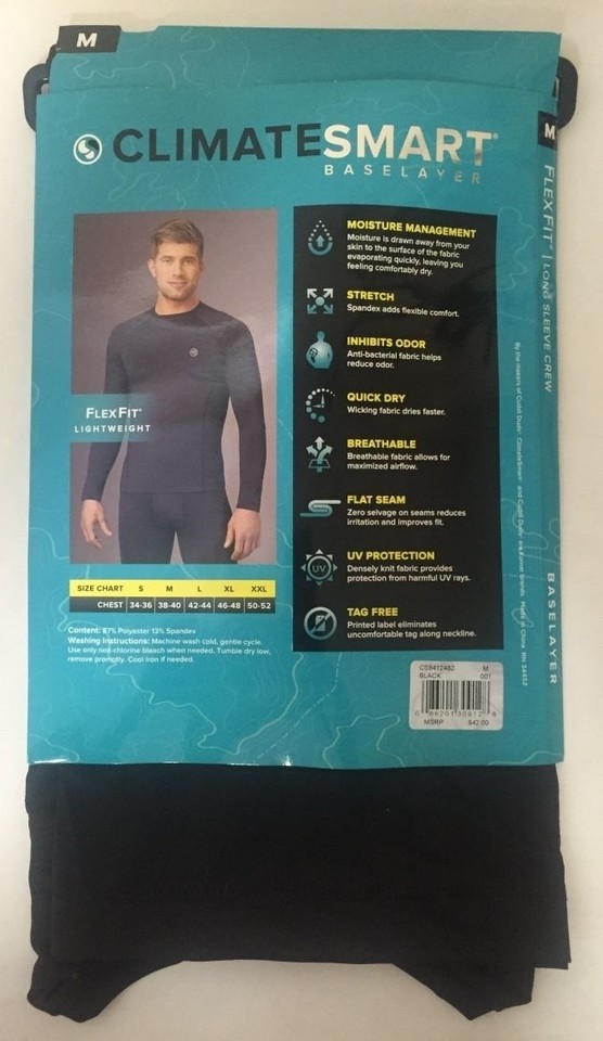 MEN'S CLIMATESMART FLEX-FIT LIGHTWEIGHT BASE LAYER LONG SLEEVE CREW ...