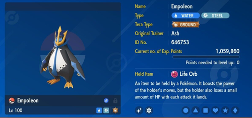 Shiny Empoleon 6IVs Tera Type: Ground Pokémon Scarlet and Violet | eBay