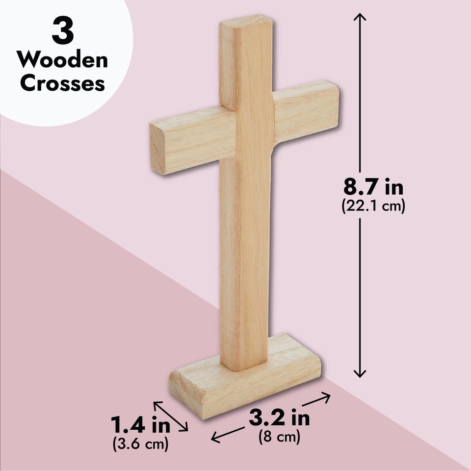 3x Easter Unfinished Wood Crosses for Crafts Table Displays Home Decor ...