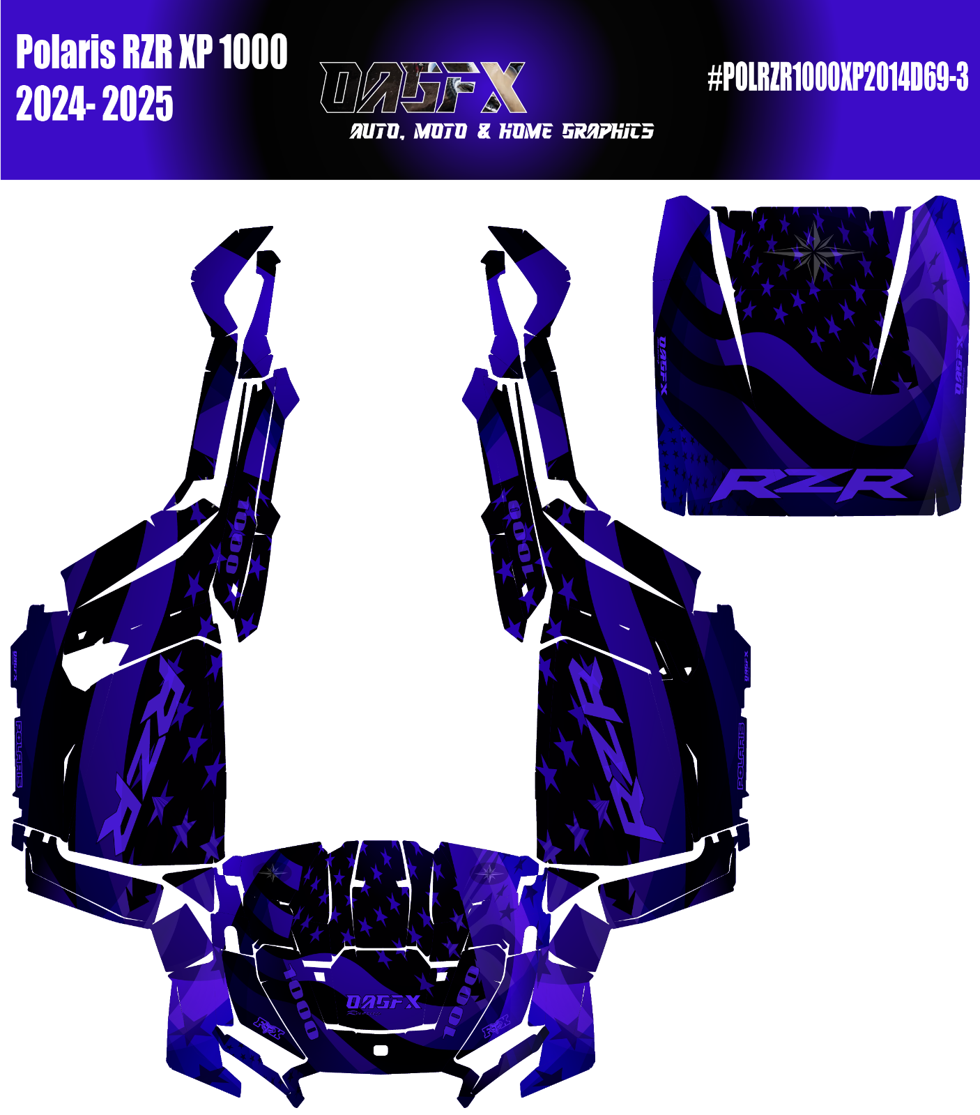 2024-2025 Polaris RZR XP 1000 Graphics Kit D69-3 USA Flag OAGFX | eBay