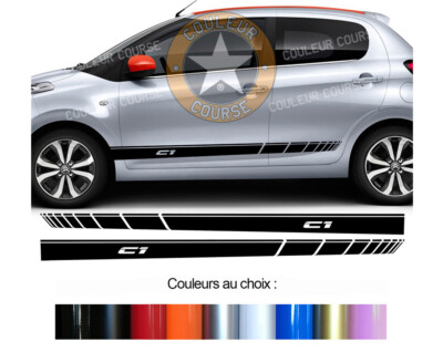 2 BANDES BAS DE CAISSE POUR CITROEN C1 RALLYE SPORT AUTOCOLLANT STICKER ...