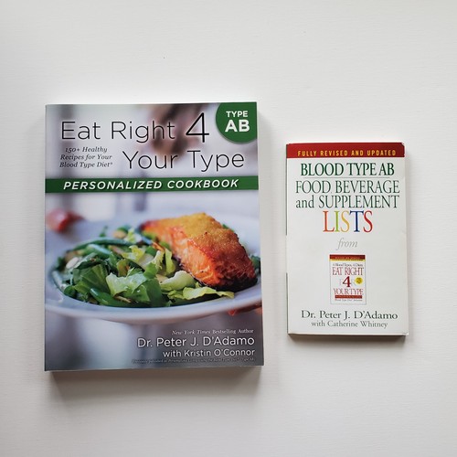 Eat Right 4 Your Type AB Cookbook & Food List Set - Dr. D'Adamo Blood ...