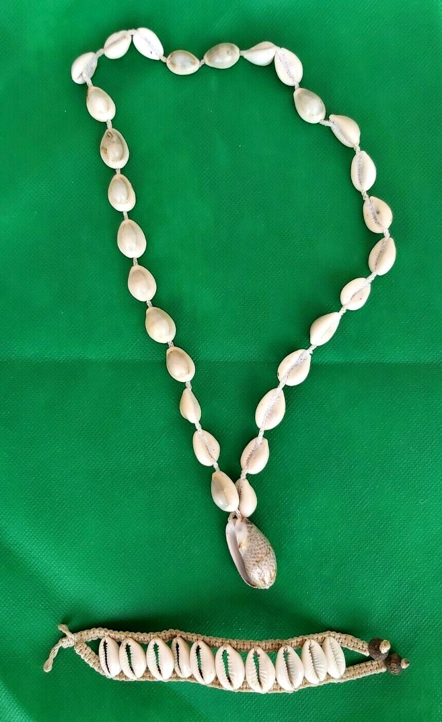 Antique African shells Necklace With Bracelet Bedouin… - Gem