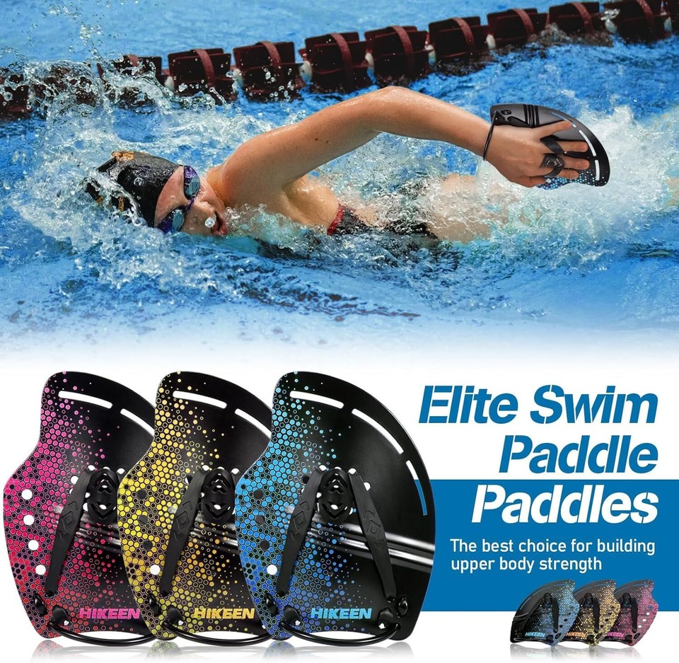 Curved Swim Hand Paddles, Swim Training Power Paddles with Adjustable ...