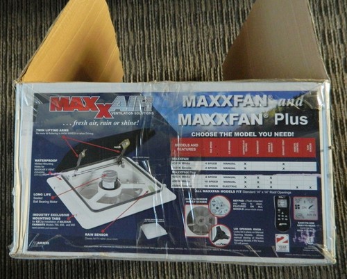 Maxxair Maxxfan Plus - RV Roof Vent 14"X 14" White Lid/Manual Open NEW ...