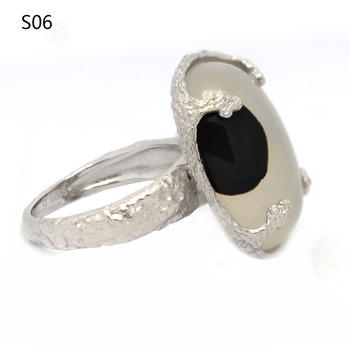 De Buman Natural Agate 925 Silver Ring Size 7 | eBay