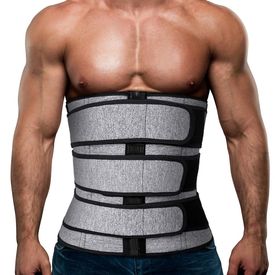 Mens Waist Trimmer Belt Trainer Slim Body Sweat Wrap Back Lumbar ...