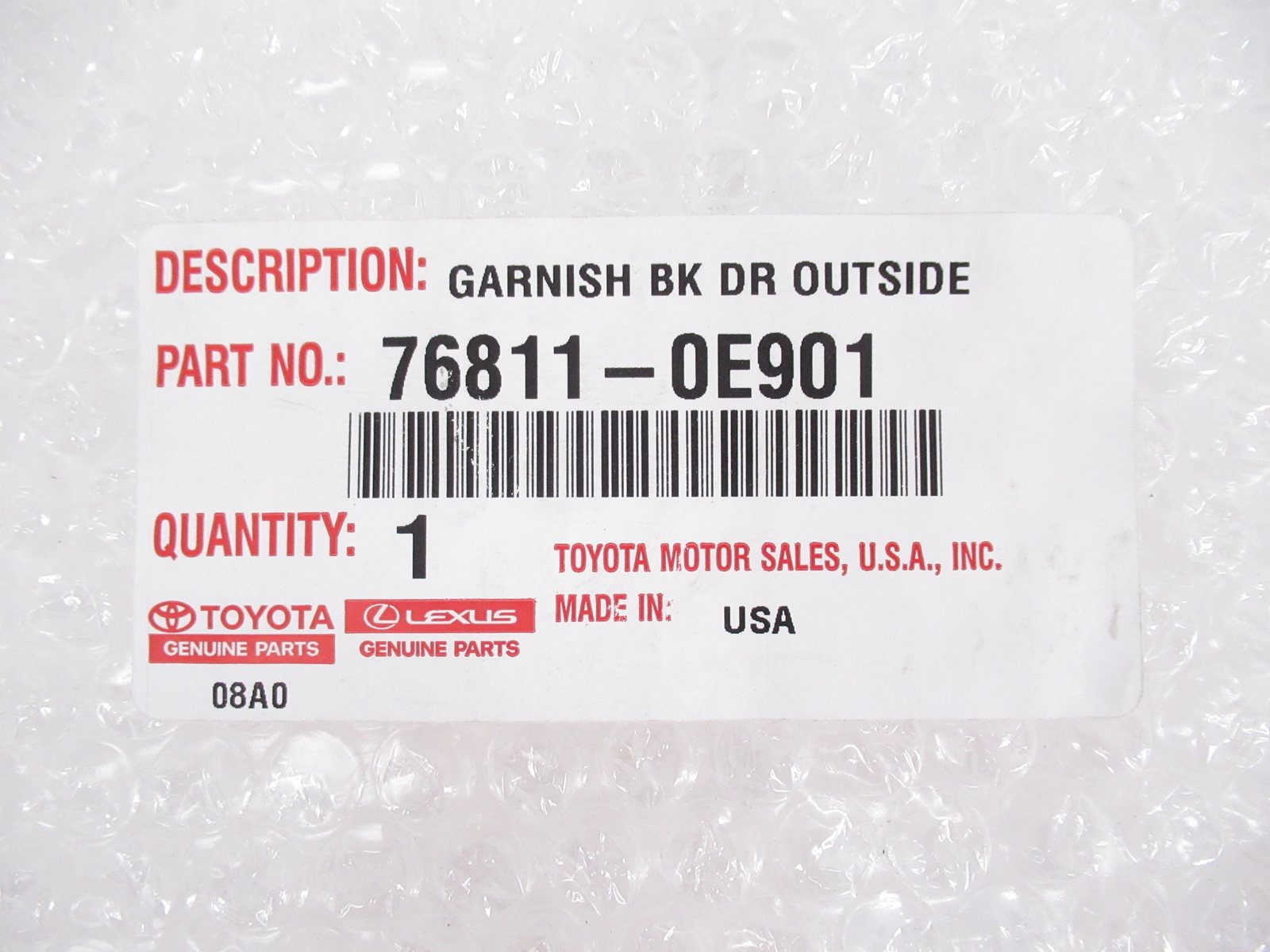Genuine OEM Toyota 76811-0E901 Liftgate Door Garnish 2014-2019 ...