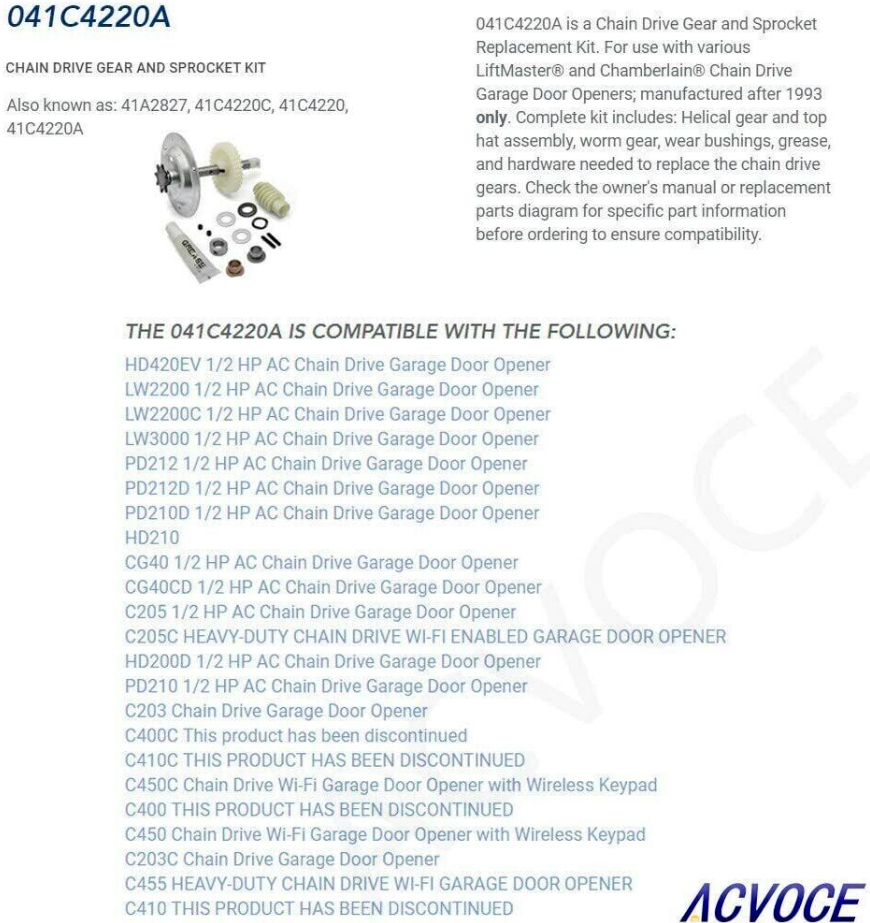 Gear Sprocket Kit for LiftMaster 1150 1245K 41A3625 41A3627 41A5483-1B ...