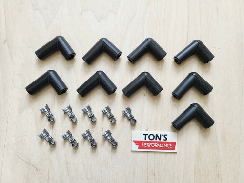 Set of 9 MSD Ignition Spark Plug Terminal & Black 90 Degree Right angle ...
