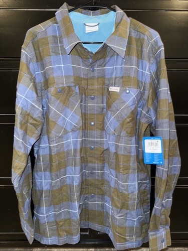 Columbia Men’s Cornell Woods Fleece Lined Shacket Medium NWT Blue Brown ...