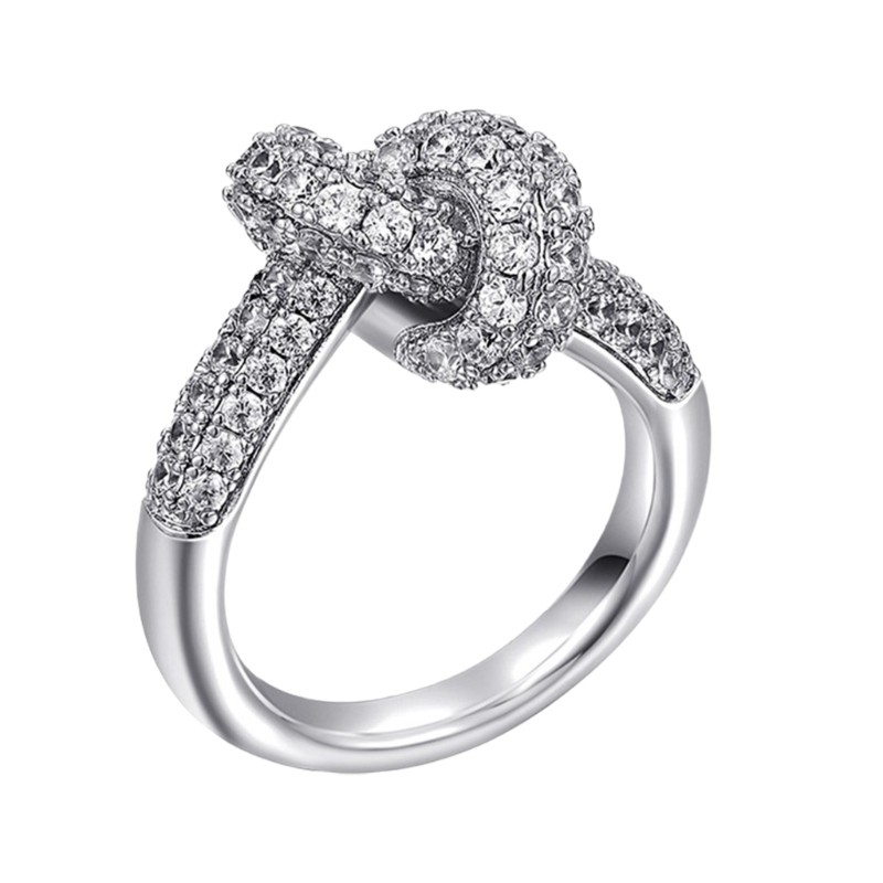 Elegant Colored Zirconia Knot Rings Copper Gold Plated Gift | eBay ...