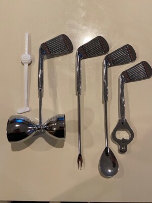 Vintage Barware Utensil 5 Piece Set w/Golf Club Handles EUC | eBay