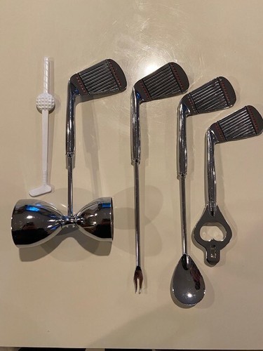Vintage Barware Utensil 5 Piece Set w/Golf Club Handles EUC | eBay