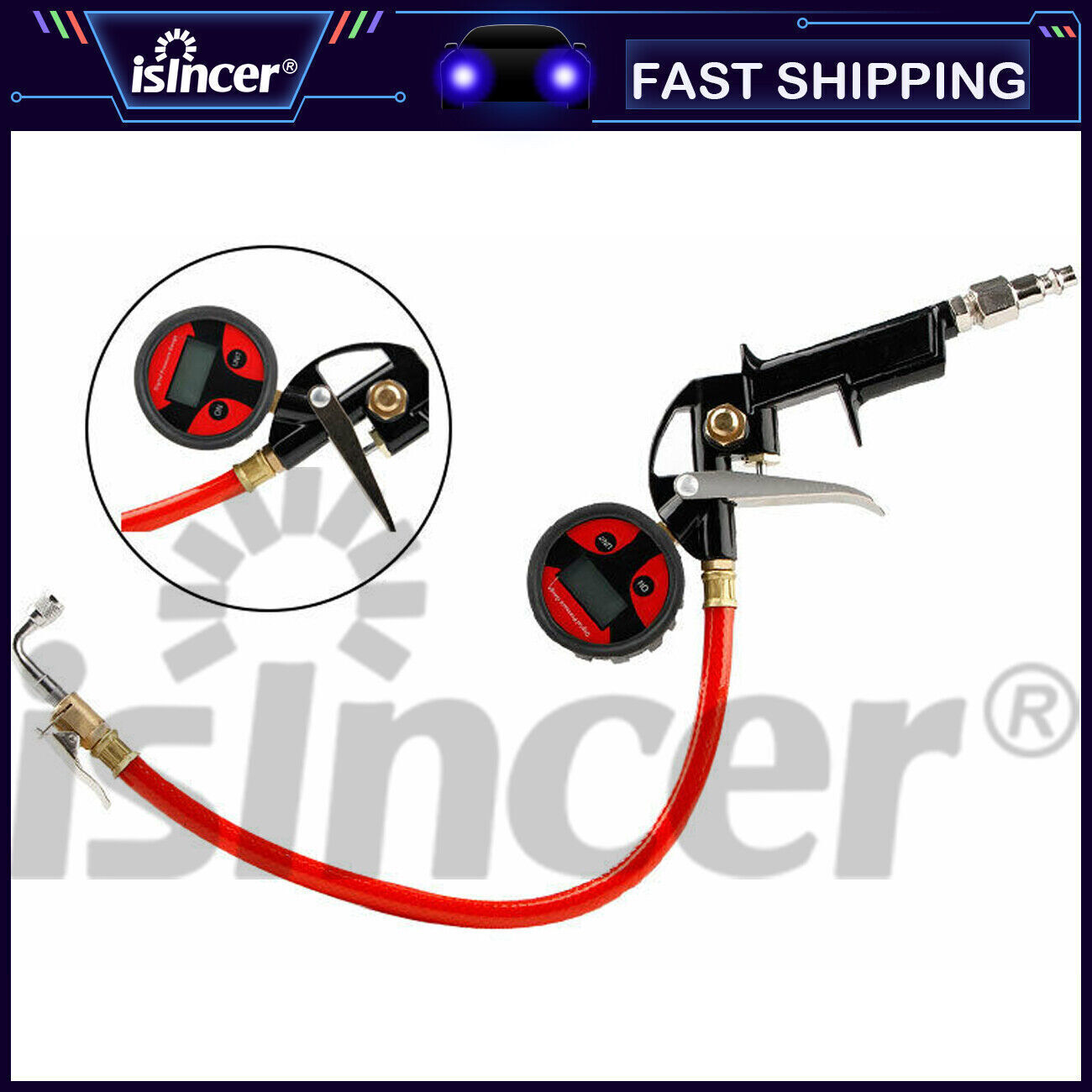 0-150PSI Heavy Duty Digital Tire Inflator With Pressure Gauge Lock-On ...