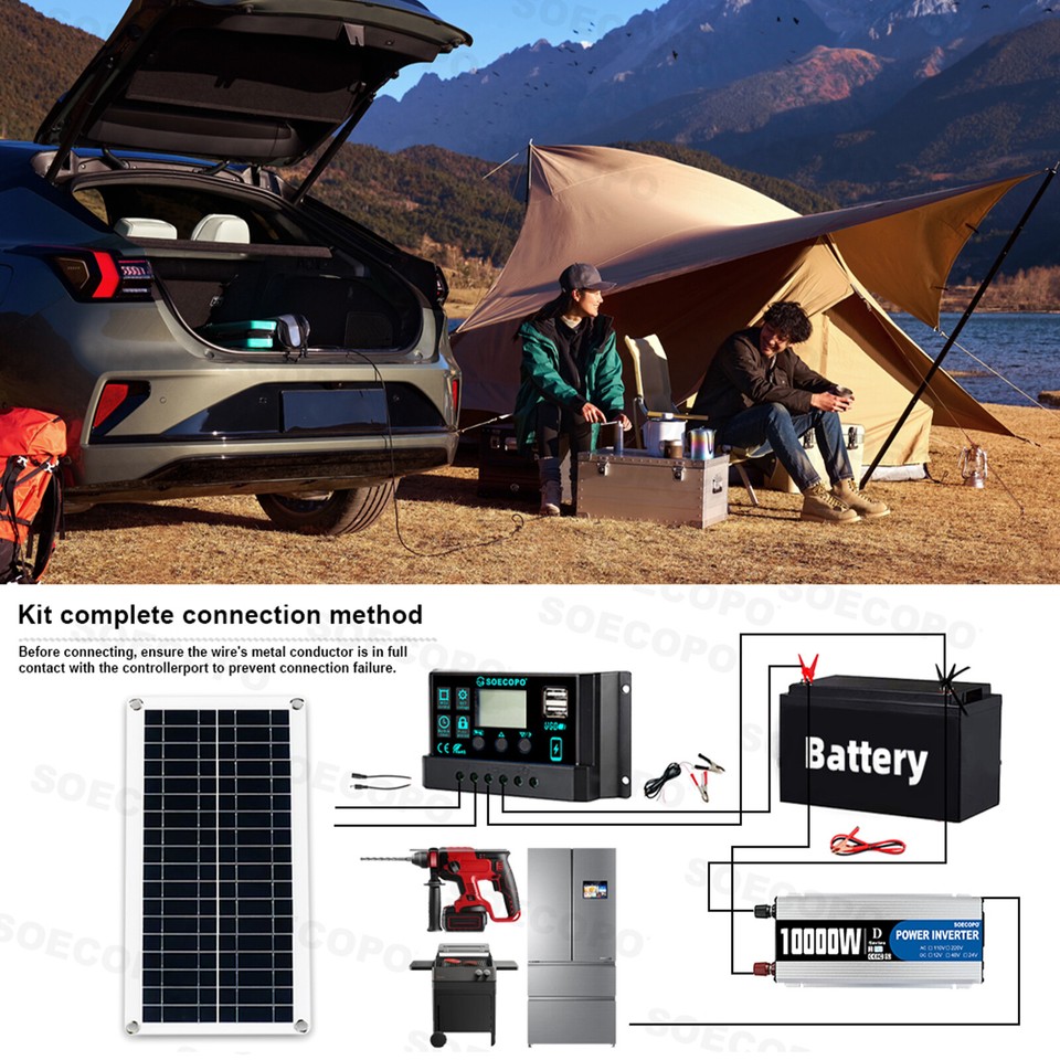 10000W 100A 220V Solar Panel Kit Complete Solar Power Generator Home ...