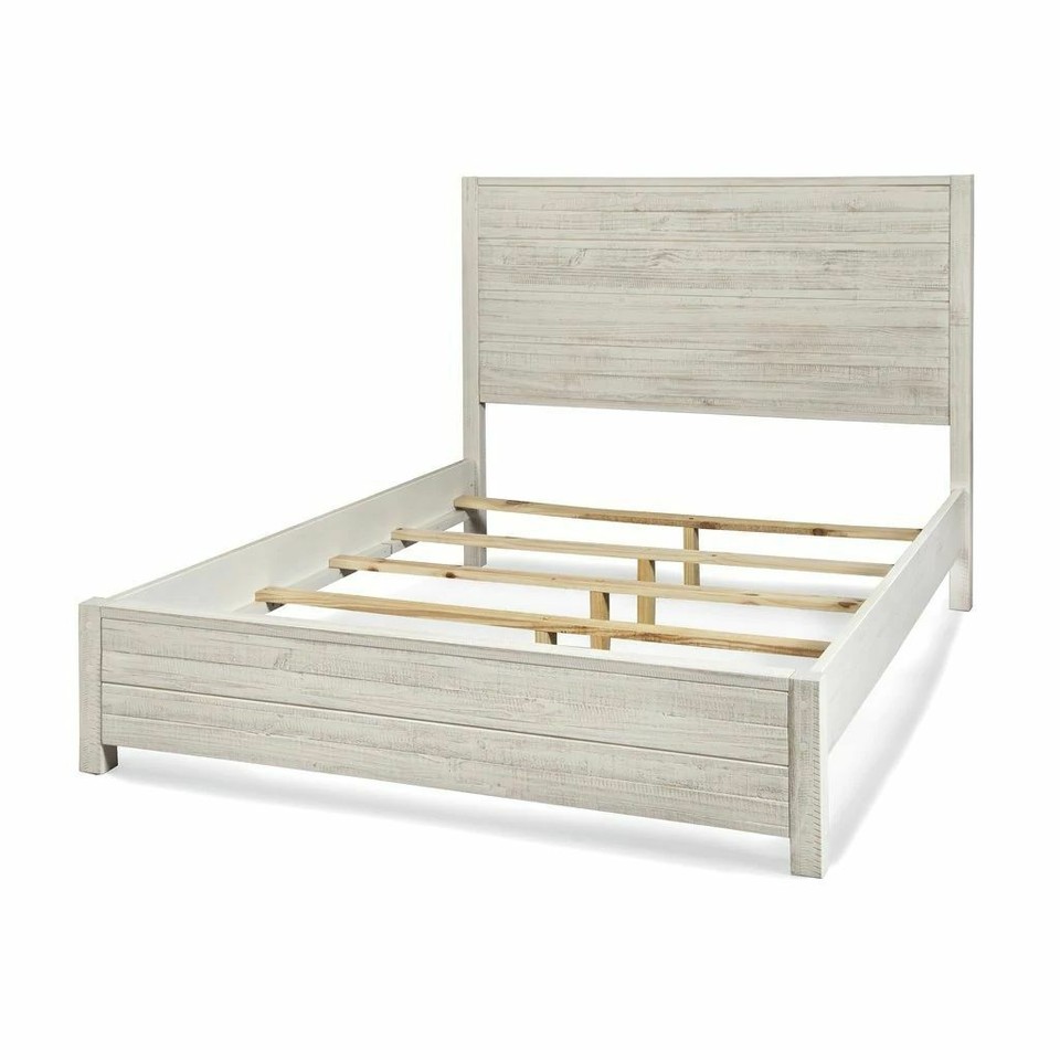 Rustic Platform Bed Frame Full Size with Headboard Bedroom Solid Wood ...