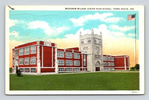 Terre Haute Indiana Woodrow Wilson Junior High School Postcard 1935 | eBay