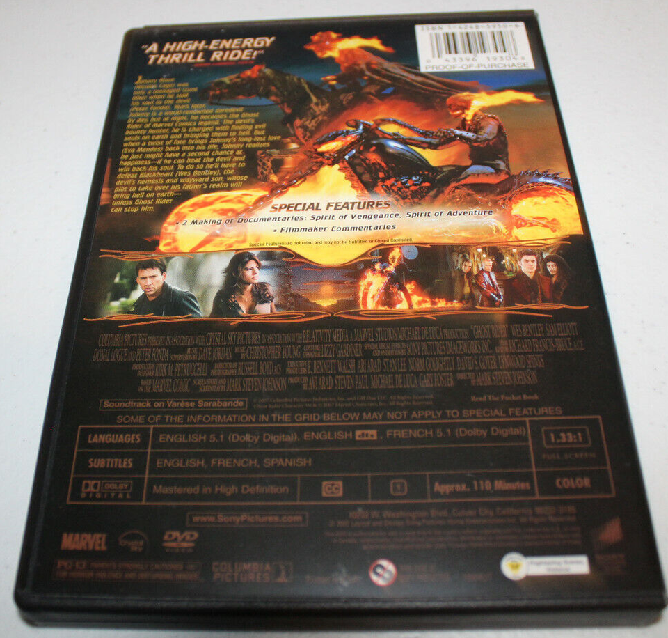 Ghost Rider (DVD 2007, Full Frame) Nicolas Cage, Eva Mendes, Sam ...