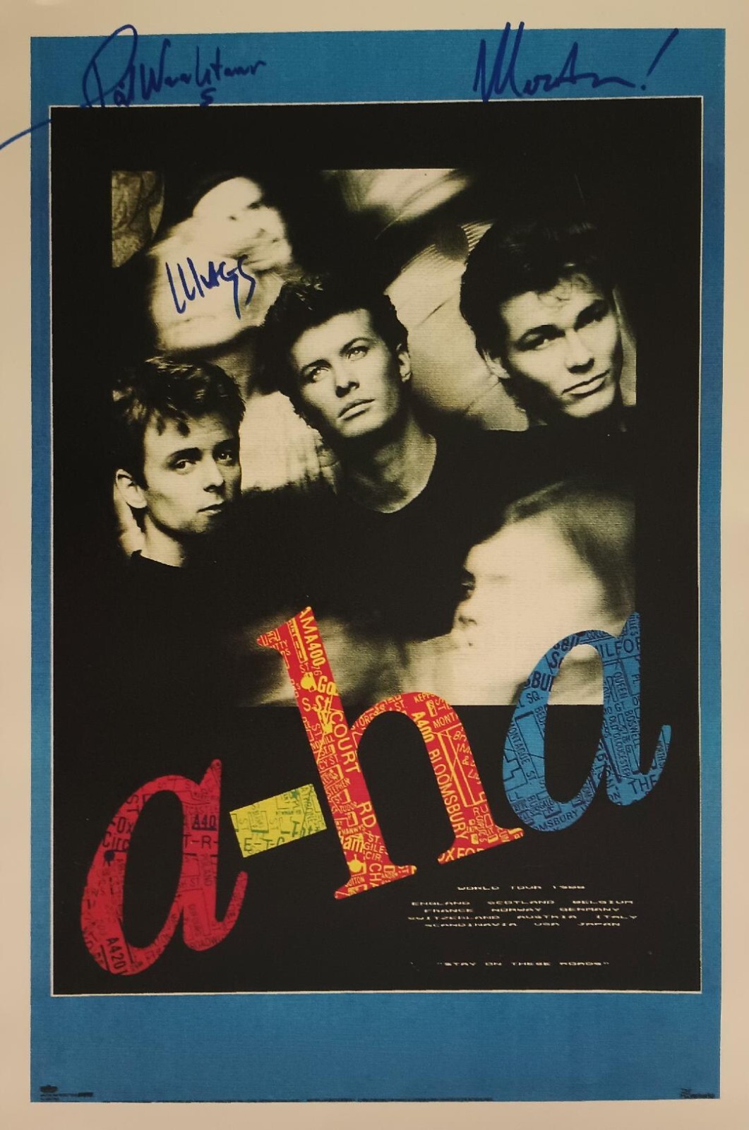 1986 A-HA Concert Poster WALL ART PRINT facsimile signed Size 10x16 ...