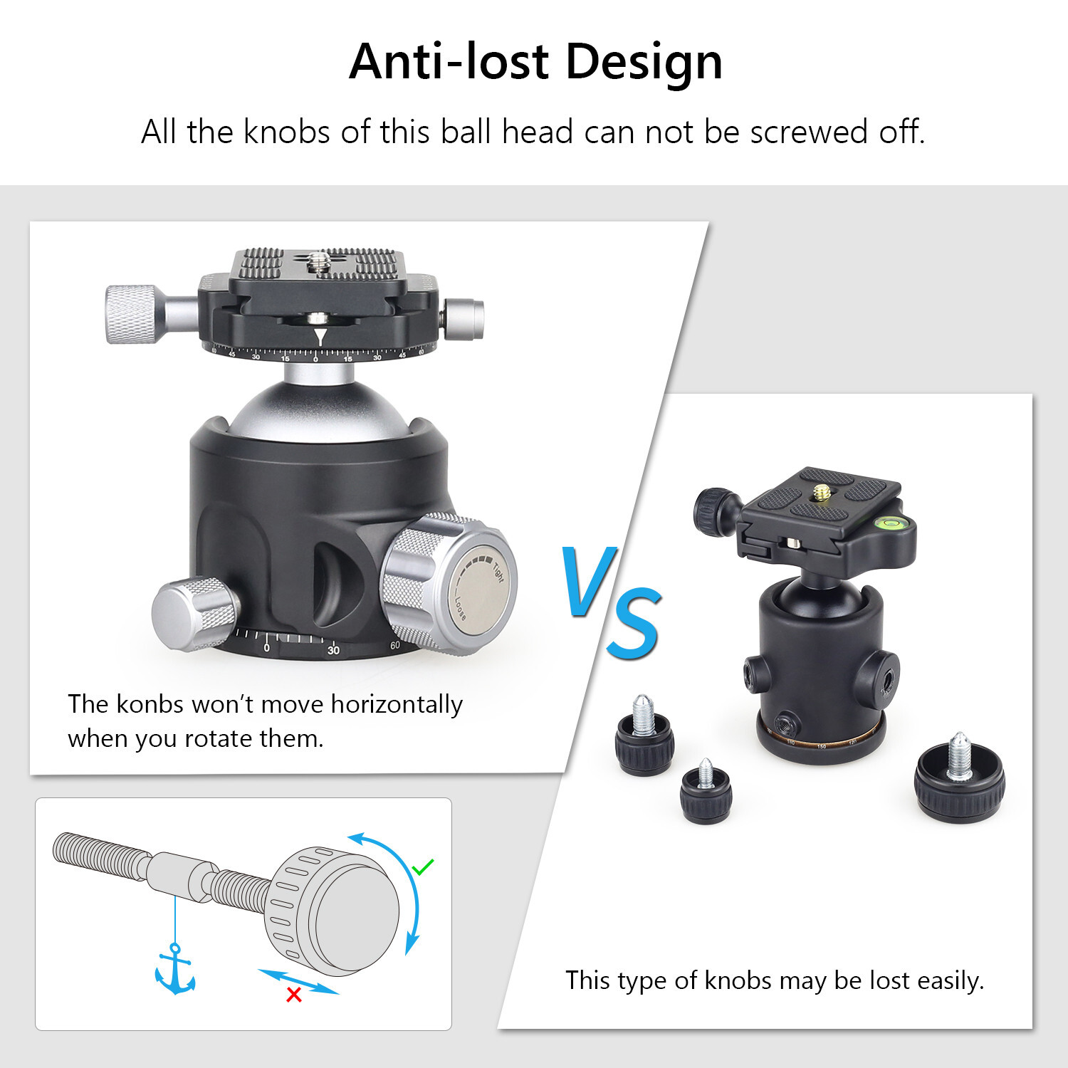 Low Profile Ball Head 52MM Tripod Head Double Panoramic Ball Head Load ...