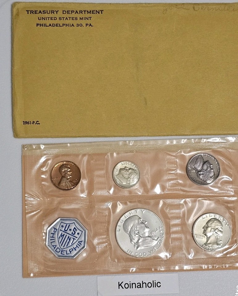 1961 Silver Proof Set 5 Total Coins Envelope and COA Fast SHIP | eBay