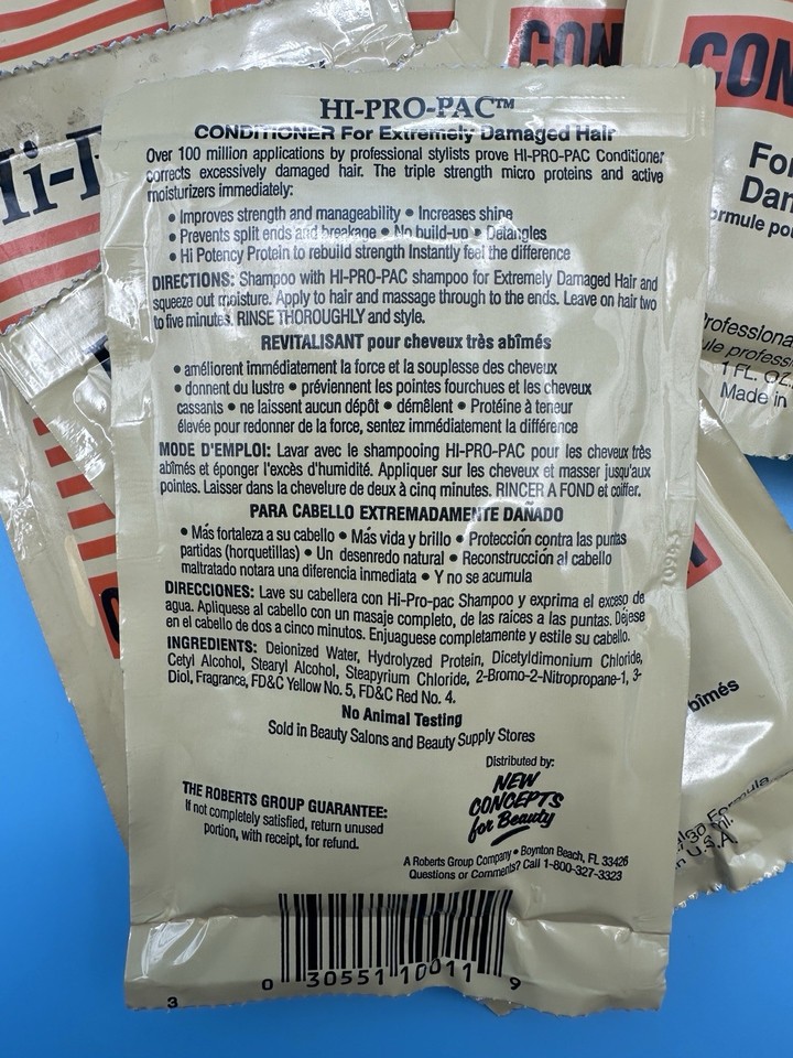 Hi-Pro-Pac Conditioner for Extremely Damaged Hair ~ Lot of 7 Travel ...