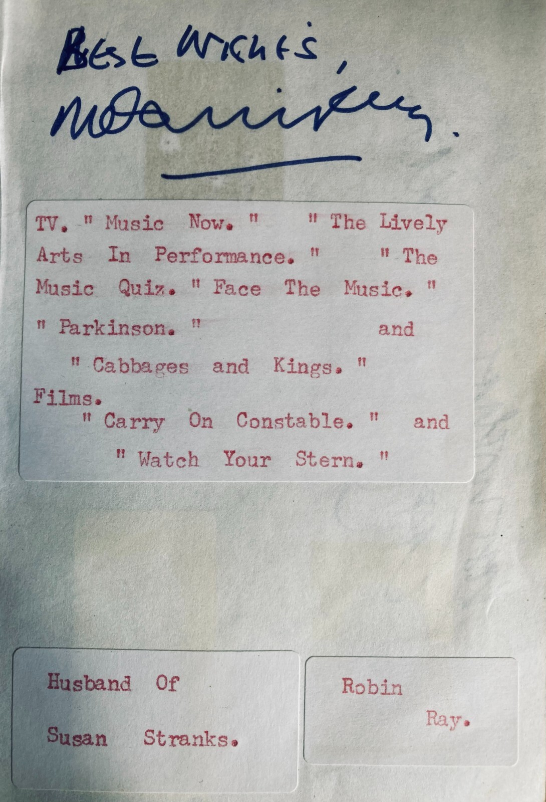 ROBIN RAY CARRY ON THE BEATLES HARD DAYS NIGHT signed autograph POW#99 ...