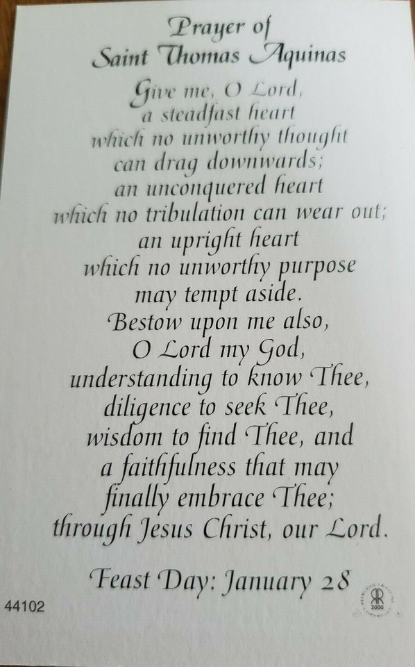 'Prayer of Saint Thomas Aquinas' prayer cards (pack of 4) | eBay