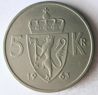 1963 NORWAY 5 KRONER - High Quality Coin - FREE SHIP - Bin #95 | eBay