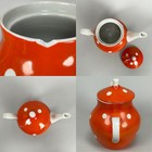 Vintage 50s Soviet MCM Dulevo Orange Polka Dot Teapot Creamer Sugar Tea ...
