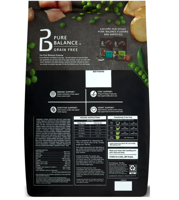Pure Balance Chicken & Pea Recipe Dry Dog Food, Grain-Free, 24 lb | eBay