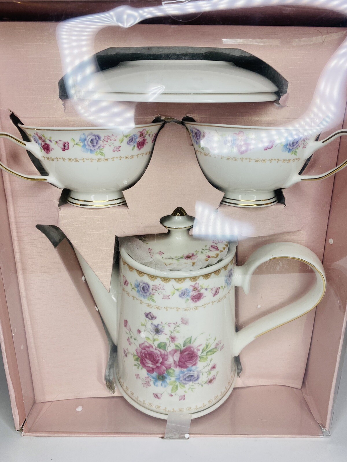 Grace Teaware Pink Roses Teapot & Tea Cups Boxed Gift Set NIB Grace’s ...