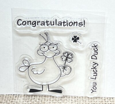 Mini Stamps “Congratulations” “You Lucky Duck” Four Leaf Clover, Duck ...