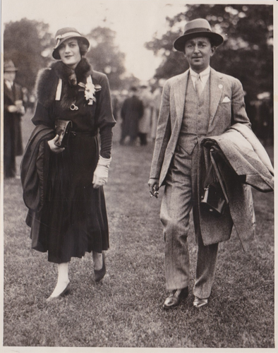 1932 Press Photo Socialite Peter Widener and Wife at Belmont Park Horse ...