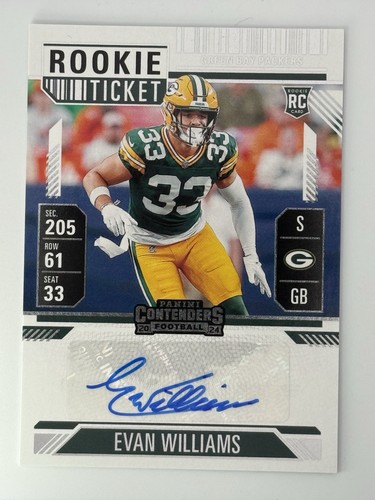 2024 Panini Contenders Rookie Ticket Auto Evan Williams #241 Packers ...