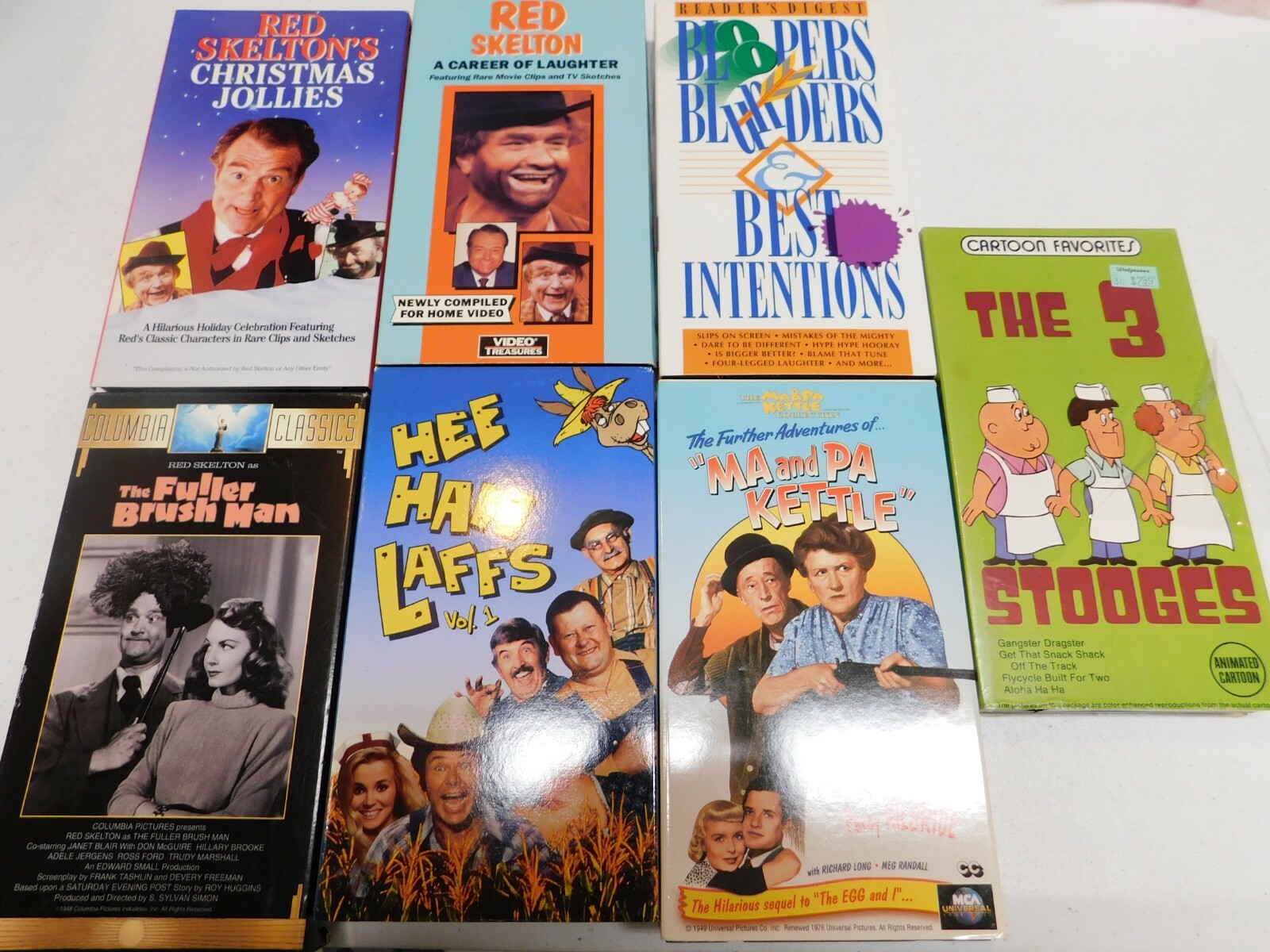 Vhs Lot Red Skelton 3 Stooges Brush Man Hee Haw Laffs Ma And Pa Kettle