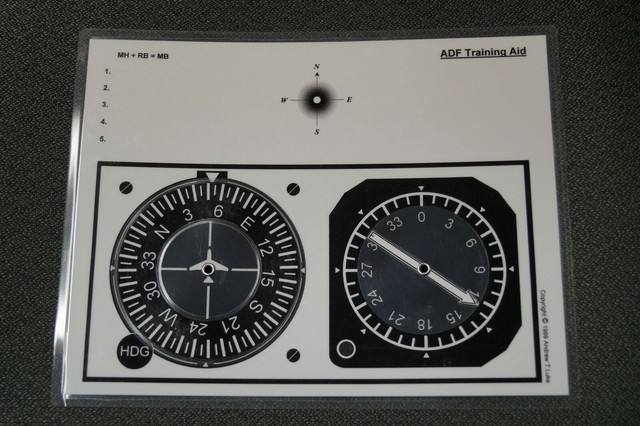 Aviation. ADF "Automatic Direction Finder" Training aid. Laminated. 8 X ...
