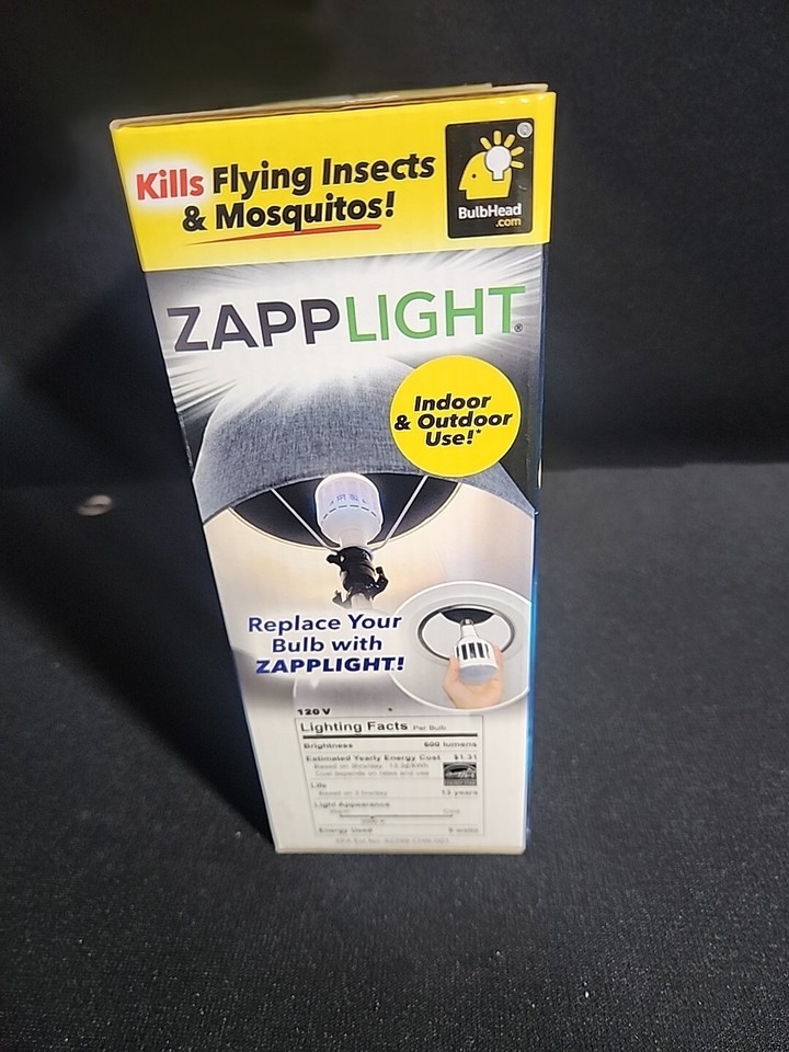 ZappLight 60W LED Bug Zapper Kills Insects Indoor/Outdoor Bulbhead As ...