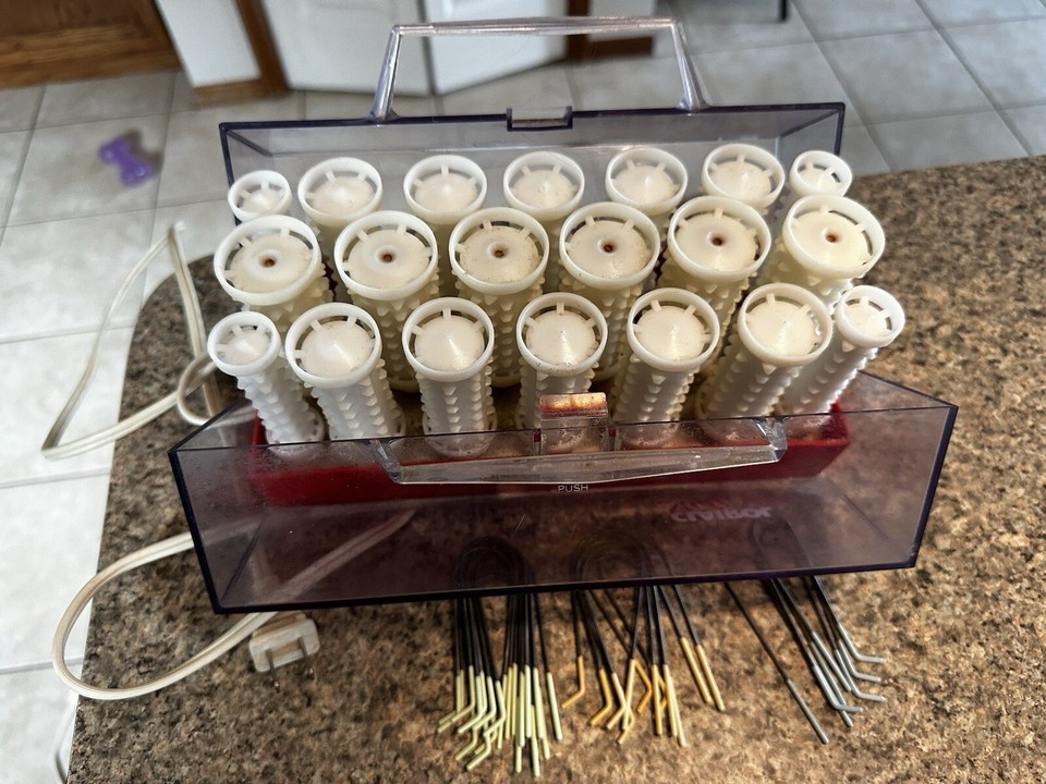 Vtg Clairol Style Setter C-20 S-Z Wax Core Hot Rollers Hair Curlers Red ...