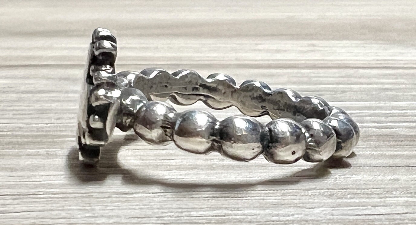 Designer Dian Malouf Sterling Silver Beaded Shank Cross Eternity Ring ...